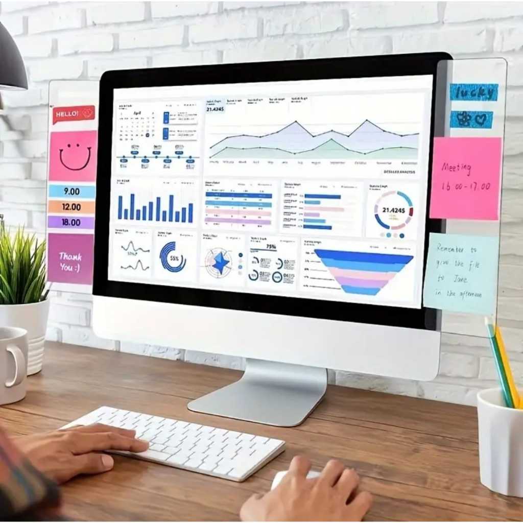 Suporte para post it , bloco de notas, recados para monitor marcador ...