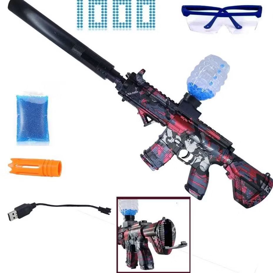 Brinquedo Arma Pistola De Bolinhas De Gel Brinquedo MK16 Elétrica Automática Silenciador ...
