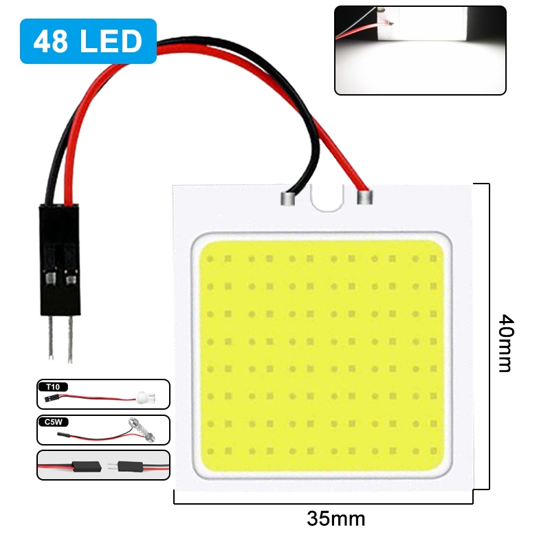 Placa de LED Automotivo 48 LEDs COB interno Teto Mala Porta Carro ...
