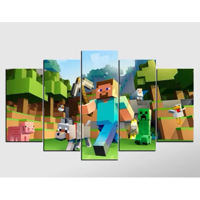 quadro decorativo minecraft 5 peças full hd | Shopee Brasil