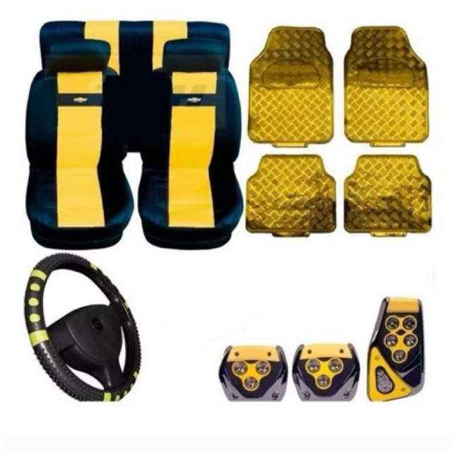 Kit Amarelo Capa Banco+volante+pedaleira+tapete universal | Shopee Brasil