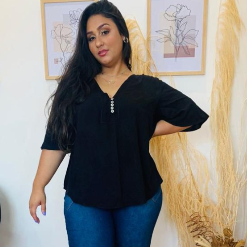 Blusa Miah Viscolinho Plus Size | Shopee Brasil