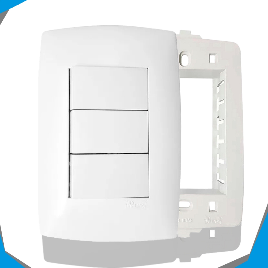 Conjunto Interruptor Triplo Simples 4x2 com Suporte Branca Semi Brilho ... Conjunto Interruptor Triplo Simples 4x2 com Suporte Branca Semi Brilho ...