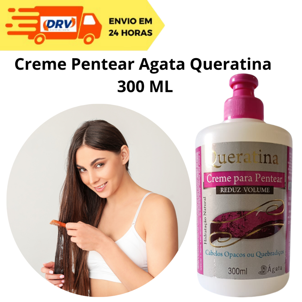 Creme De Pentear Agata Queratina 300 ML - - Creme Sem Enxágue Agata ...
