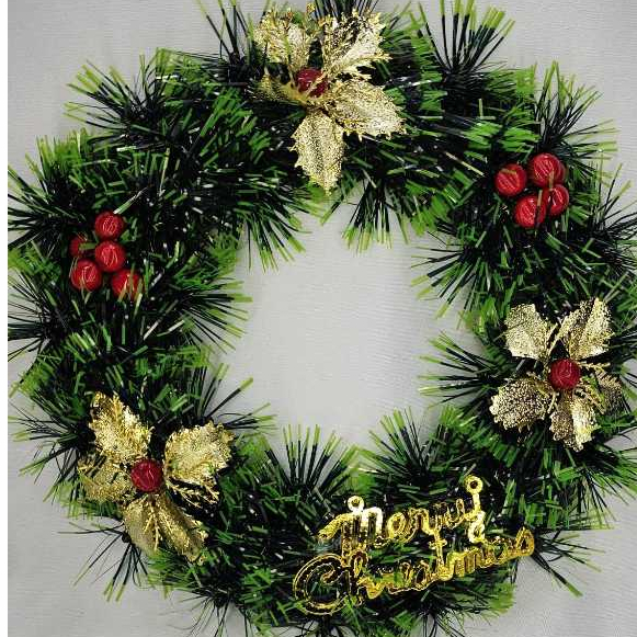 Guirlanda Decorada de Flor Luxo Media Dourada Enfeite de Natal Completo ...
