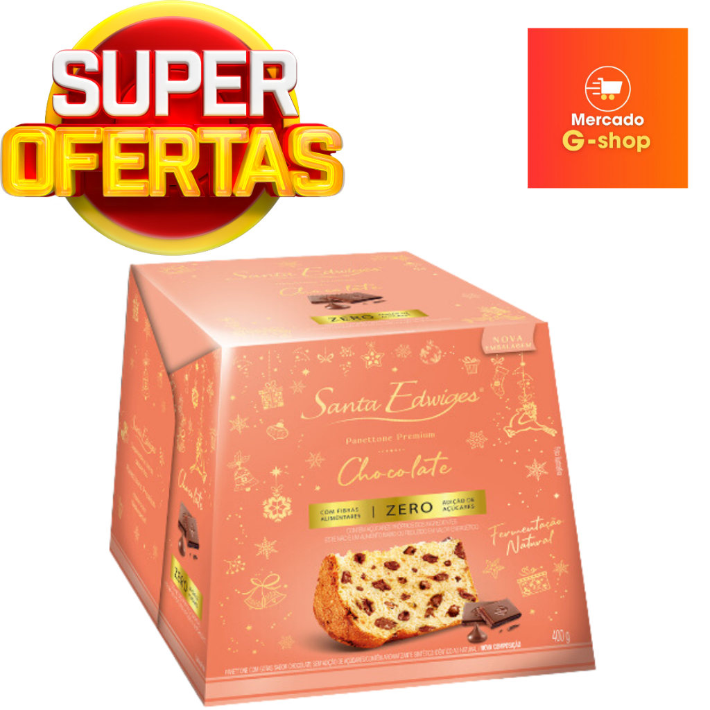 Panetone Zero Santa Edwiges Gotas de Chocolate 400g | Shopee Brasil