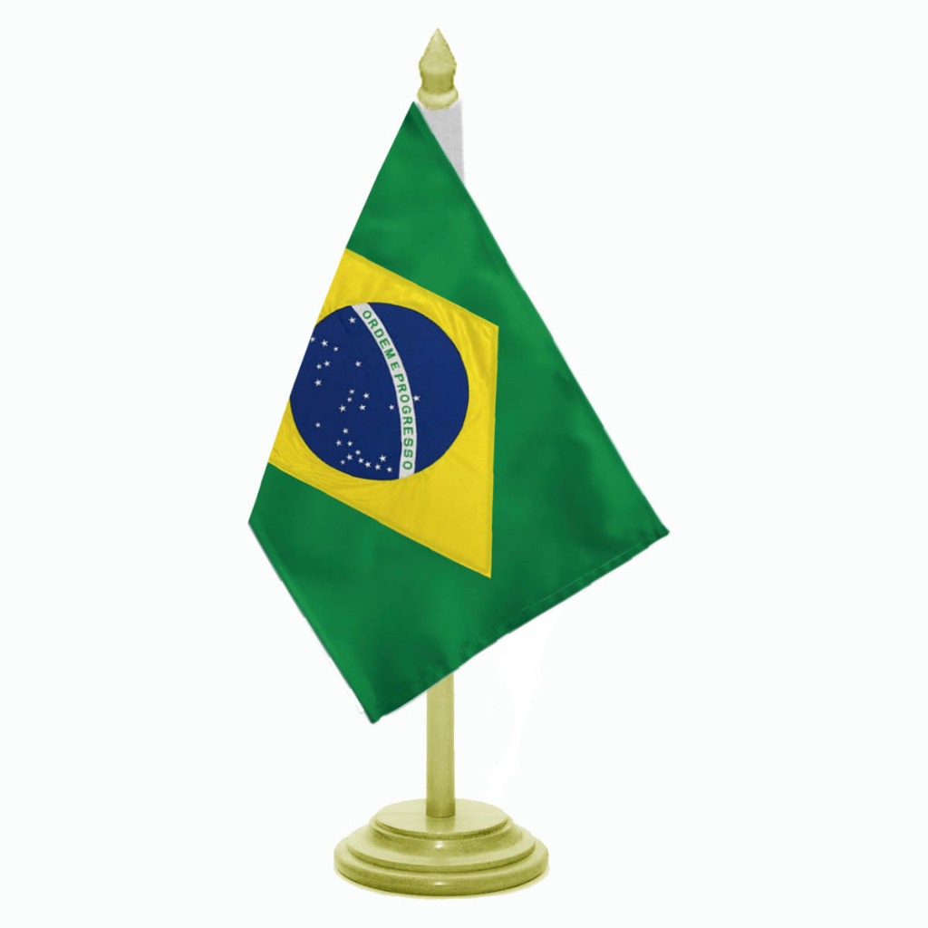 Mini Bandeira de Mesa Brasil Dupla Face 10 cm X 15 cm Mastro de 25 cm ...
