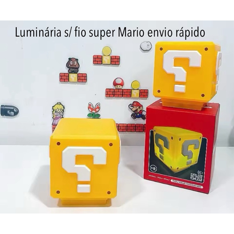 Envio rápido Bloco super Mario bros sem fio Luminaria com Som decoração ...