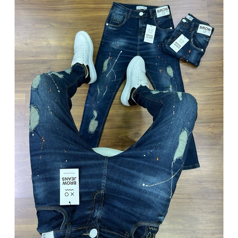 CALÇA RASGADA ESTILO RAUL DA BROW JEANS X.O | Shopee Brasil