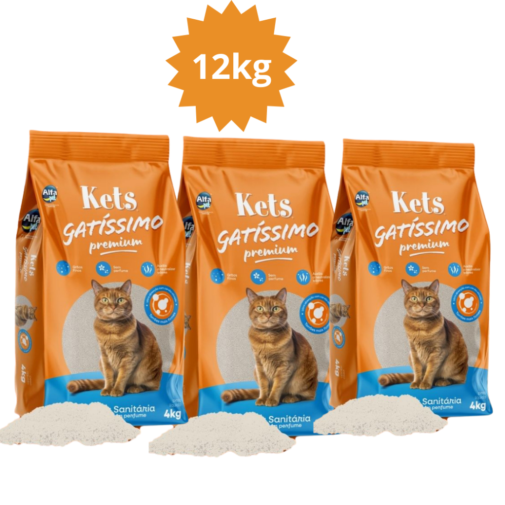 Areia Sanitária Premium Kets Gatissimo 12kg para Gatos | Shopee Brasil