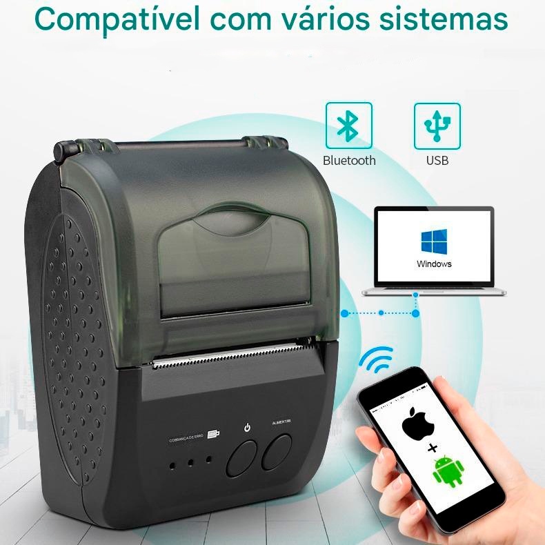 Mini Impressora Via Bluetooth Térmica 58MM Android Portátil | Shopee Brasil