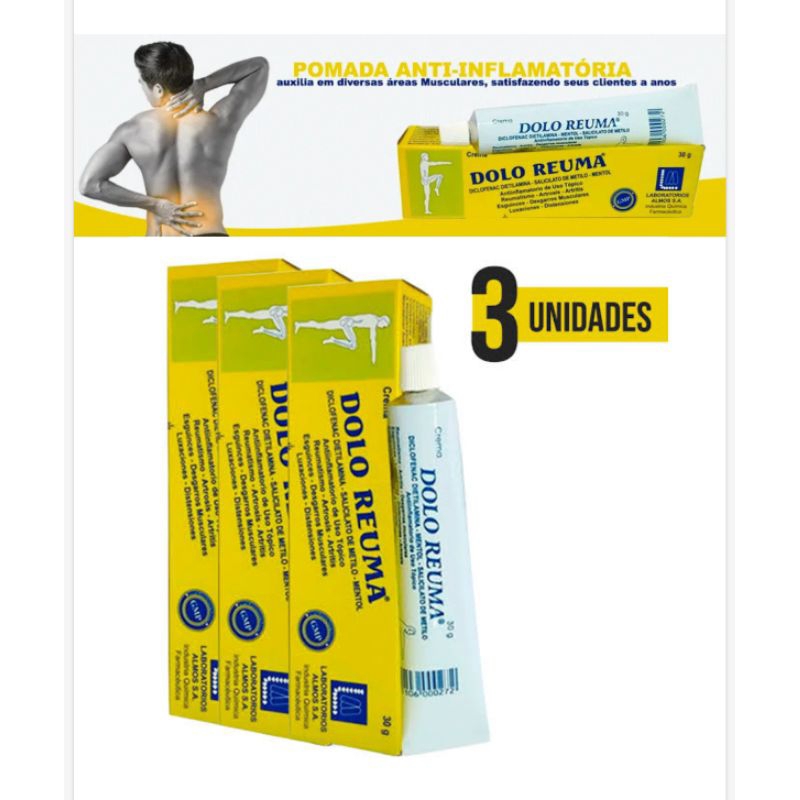 Pomada Dolo reuma original lacrada creme 30g - 3 unidades - envio ...