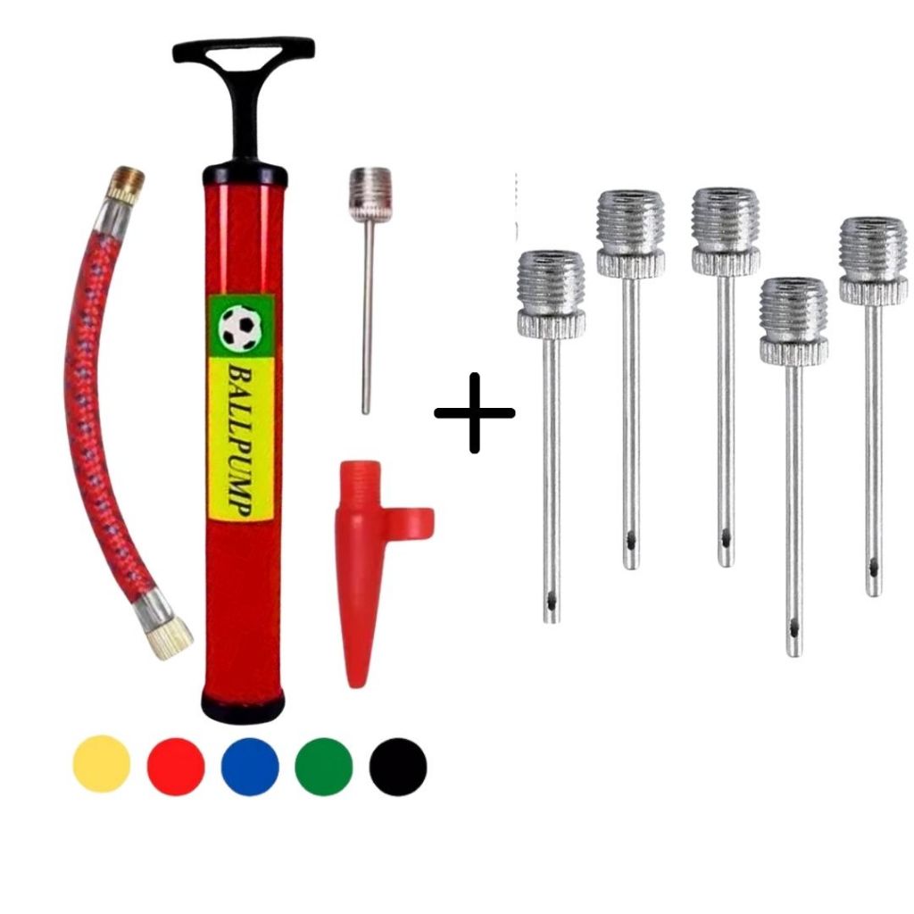 Kit Bomba de Ar Manual com Acessórios + 5 Bicos para Encher Bolas ...