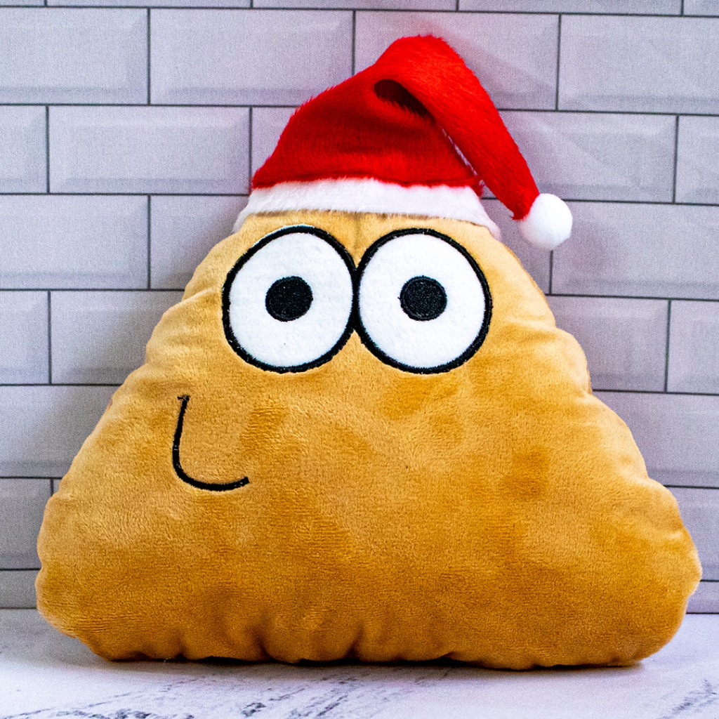 Pelúcia Pou Feliz 22 cm com Touca de Papai Noel | Shopee Brasil