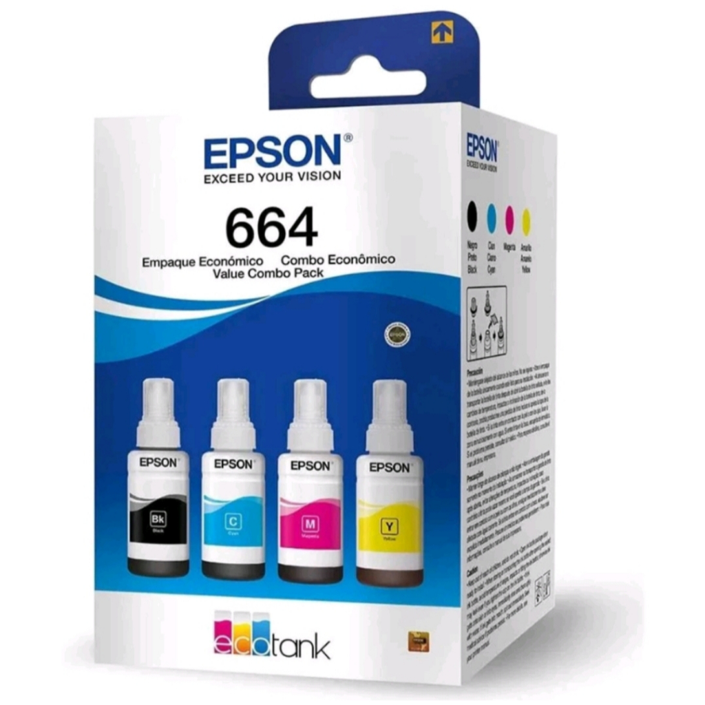 Kit Combo 4 Tintas compatíveis para T664 L120 L1300 L395 L396 L355 L555 ...
