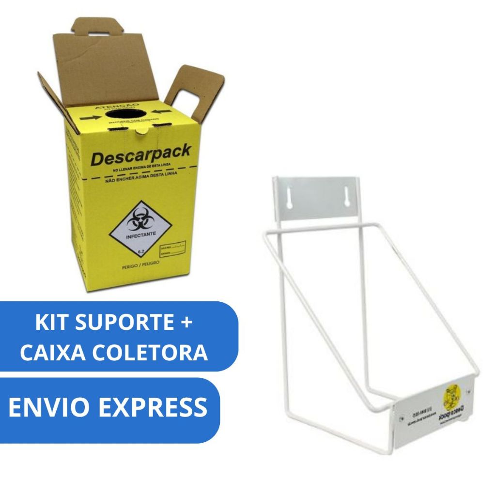 Kit Caixa Coletora Descarpack 3 Litros + Suporte Coletora de Material ...
