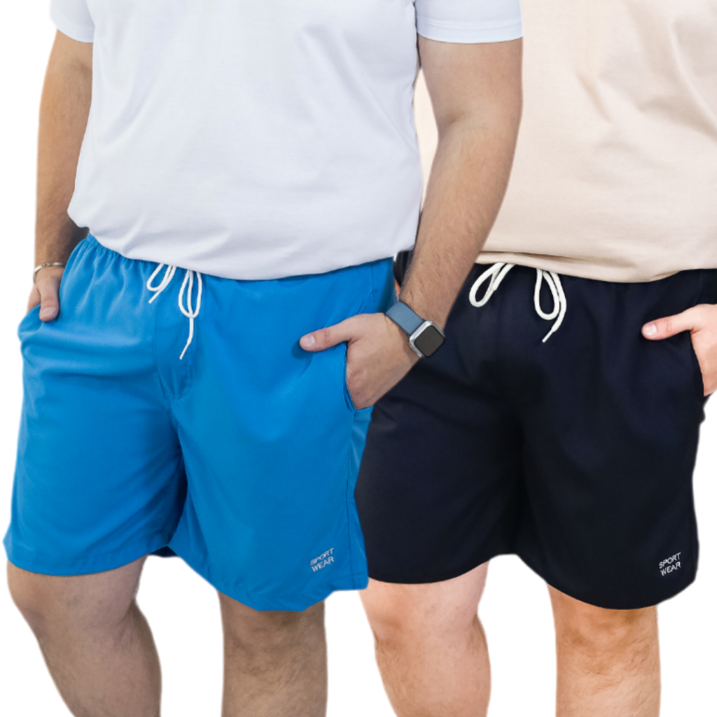 Bermuda Tactel Masculina Plus Size G1 ao G5 KIT 2 Liso | Shopee Brasil