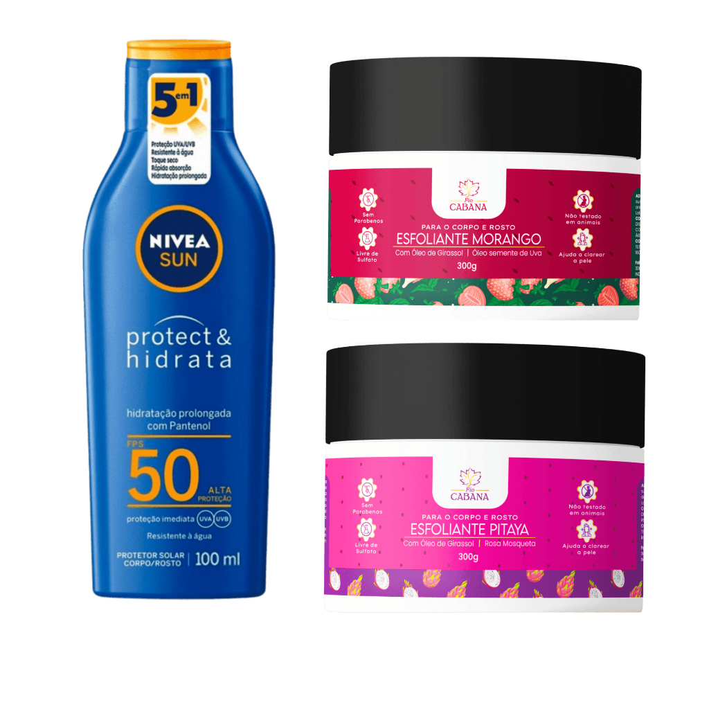 Kit - Protetor Solar Nivea Sun Protect & Hidrata Fps50 + Esfoliante ...