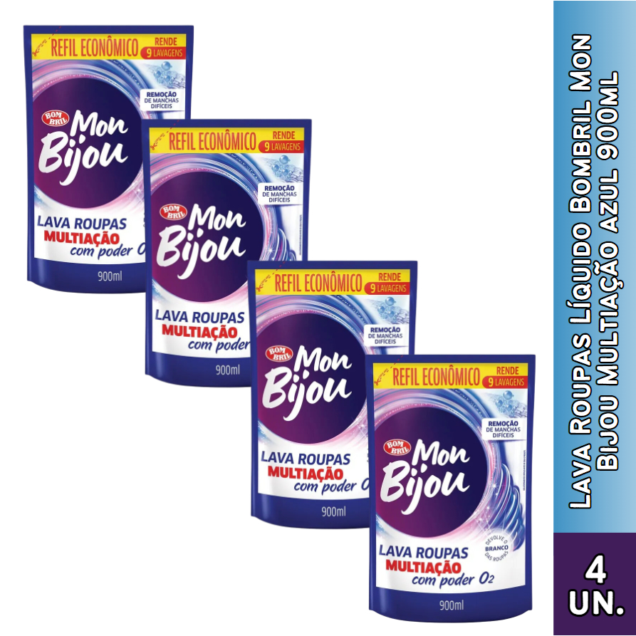 Kit Lava Roupas Líquido Bombril Mon Bijou Multiação Azul 900 ml ...