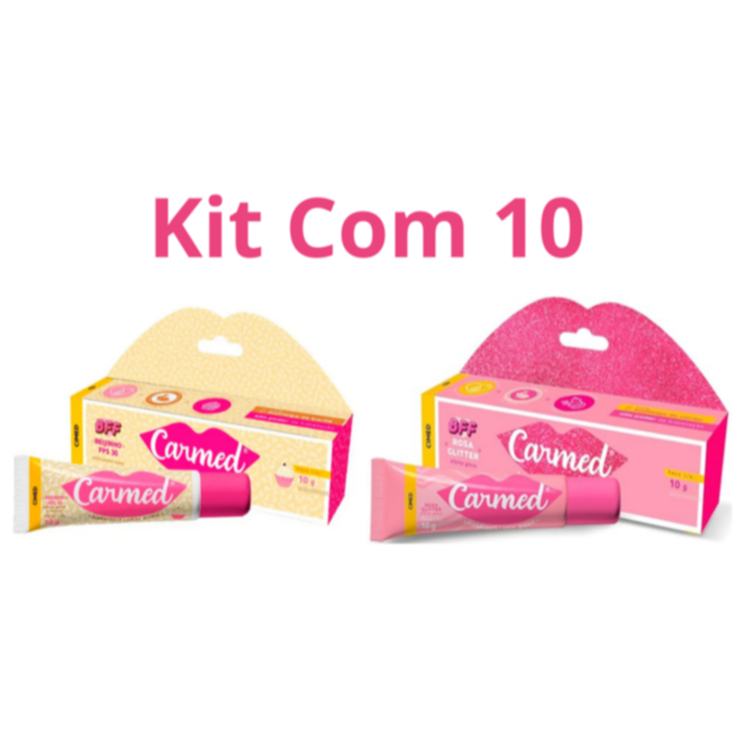 Kit 10 Unidades Hidratante Labial Carmed BFF Beijinhos/BFF Rosa Glitter Efeito Gloss 10g ...