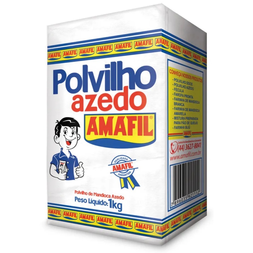 Polvilho Azedo 1kg Amafil Receita de Pão de queijo /biscoito - Polvilho de mandioca | Shopee Brasil