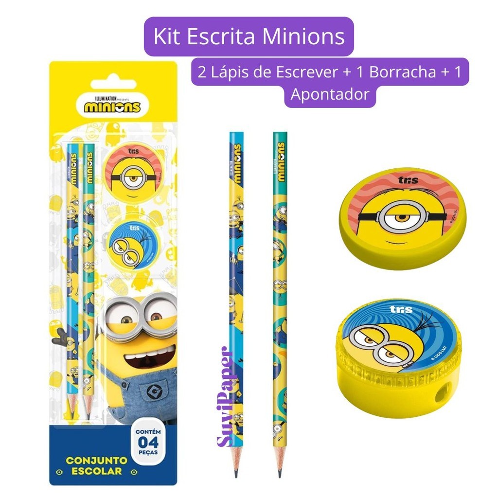 Kit Escolar Minions Cart 4 PCS | Shopee Brasil