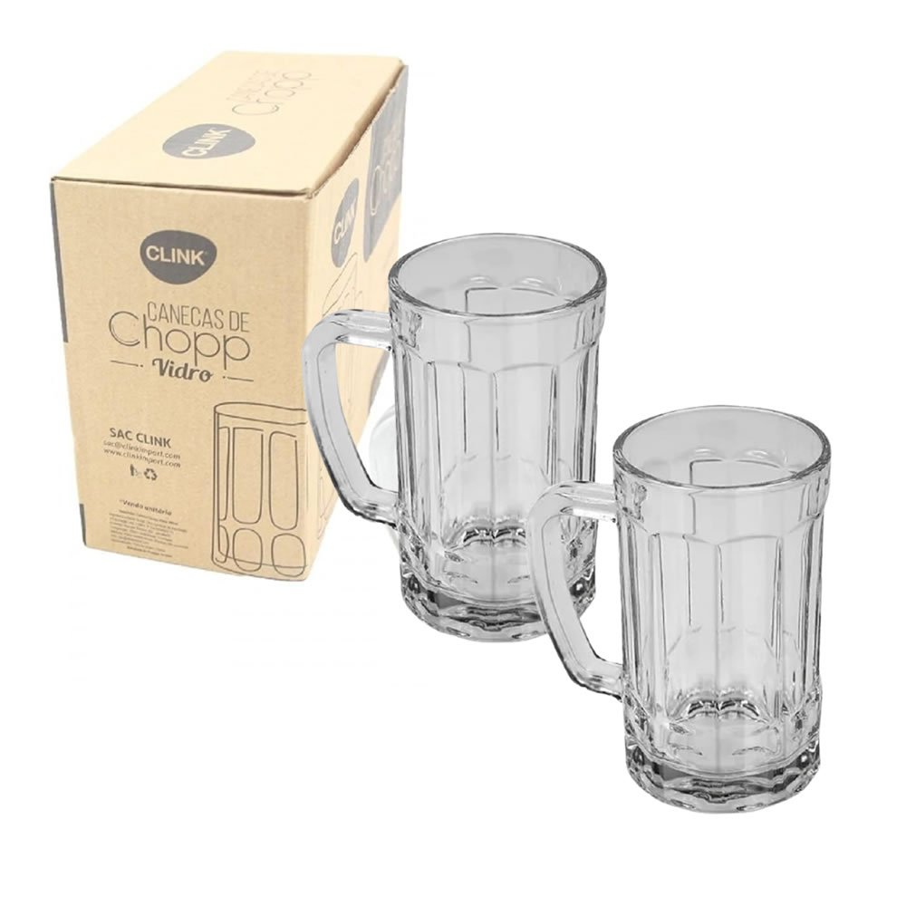 Conjunto 2 Canecas De Chopp De Vidro 400ml | Shopee Brasil