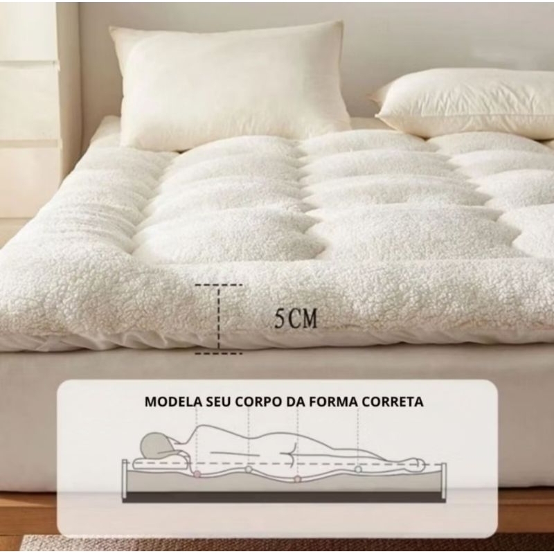 pillow top cama casal box toque super macio lá de carneiro luxo dupla ...
