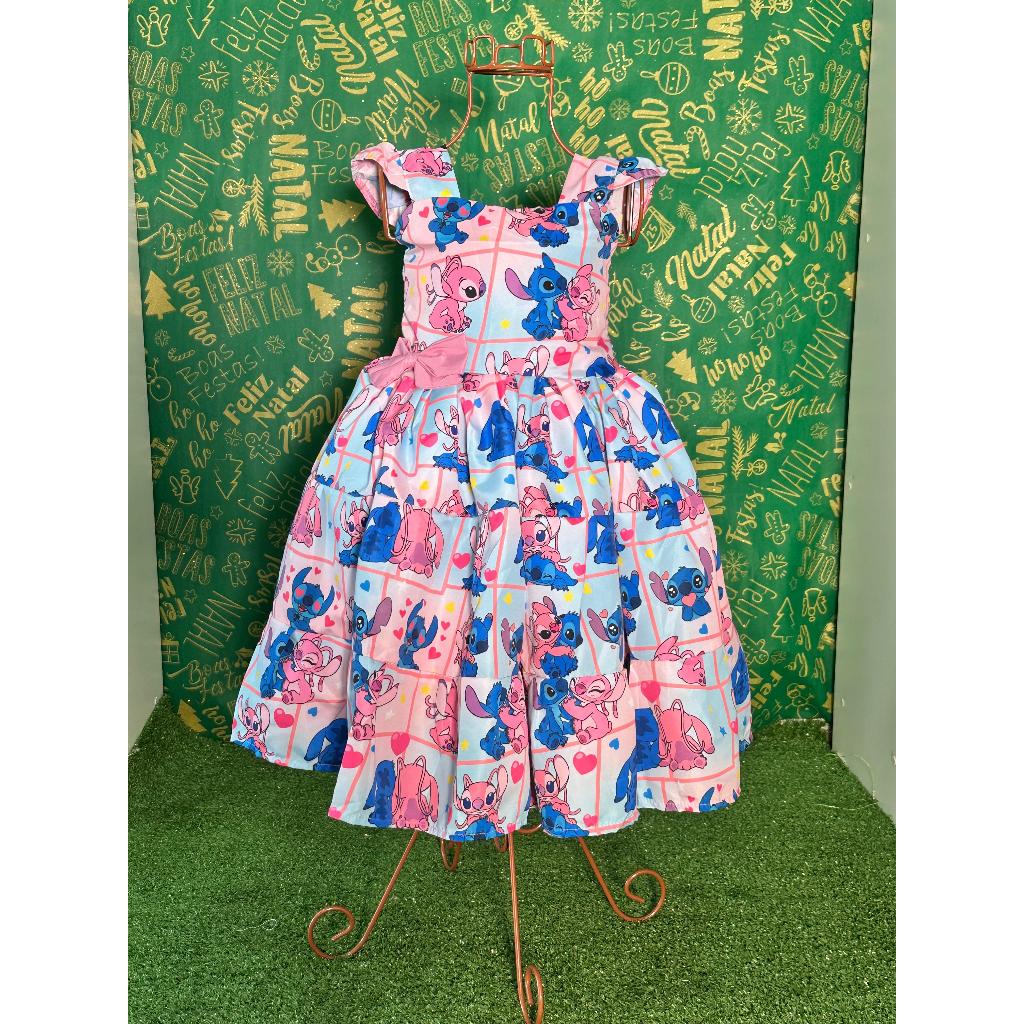 Vestido Menina Infantil Elegante Stitch Rosa RF2 | Shopee Brasil