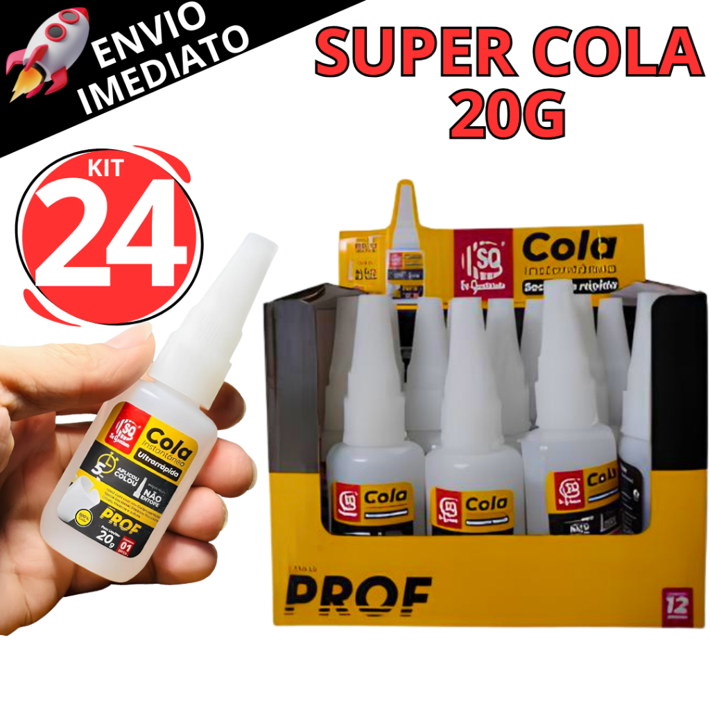 24 Cola Super Cola Instantânea 20G Multiuso Cola Cerâmica Silicone ...