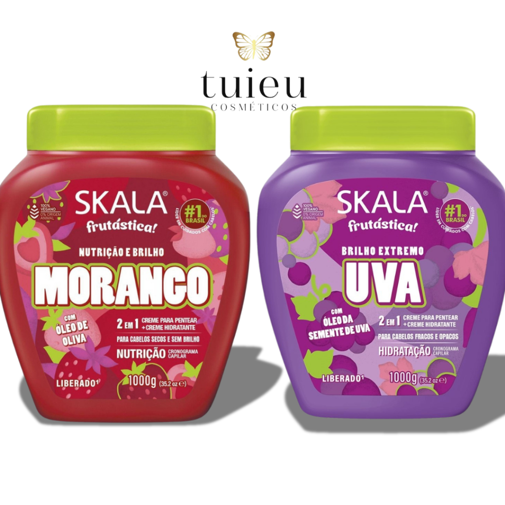 Kit 2 Creme Skala Morango e Uva tratamento | Shopee Brasil