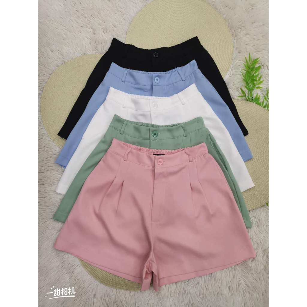 short feminina alfaiataria com elastico atras bolso e ziper | Shopee Brasil