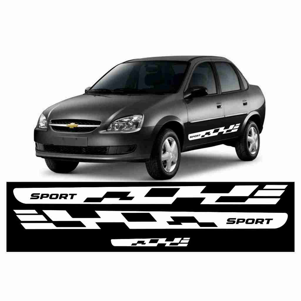 kit 3 Faixas Lateral E Traseira Adesivos Para Chevrolet Classic Corsa ...