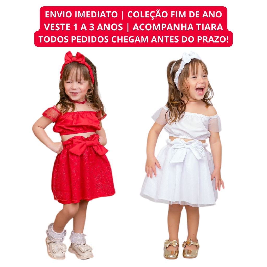 Roupa de Natal Infantil Menina (1 a 3 anos) Vários Modelos | Shopee Brasil