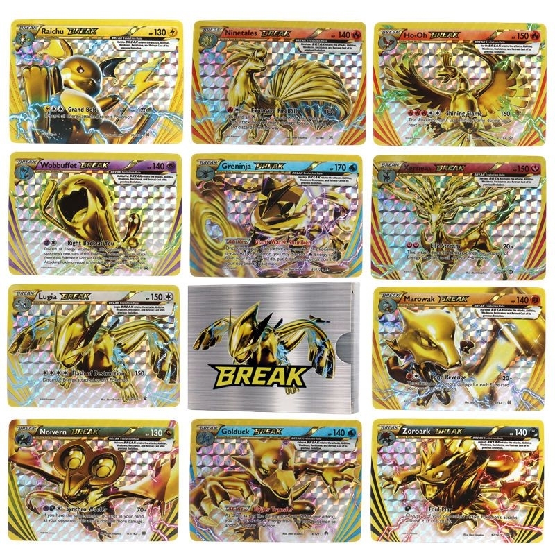 Kit 35 Cartas Pokémon Turbo Break Brilhantes Douradas em inglês ...