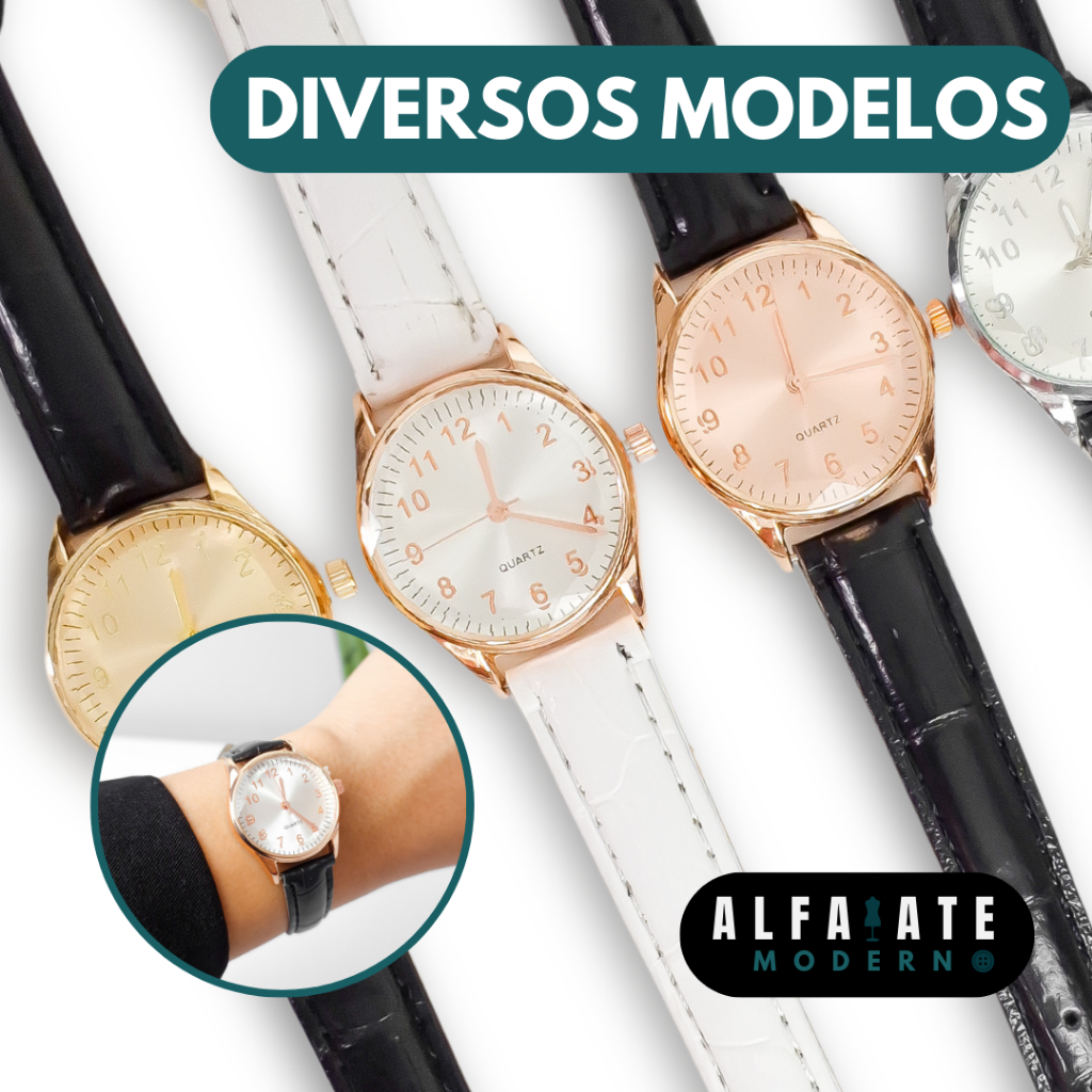 Relógio Feminino Pequeno Elegante Com Pulseira do Tipo Couro | Shopee ...
