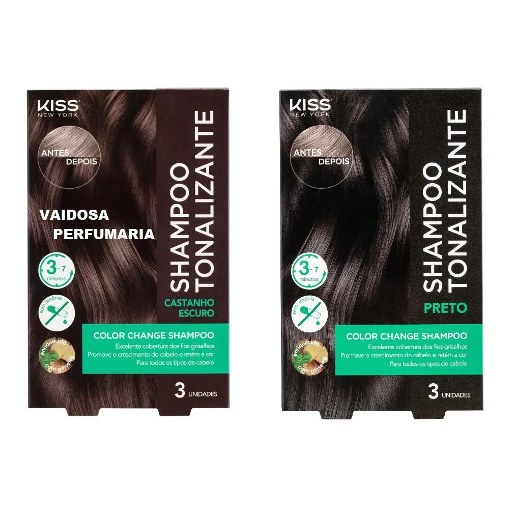 Shampoo Tonalizante Color Change Kiss New York c/ 3 Sachês | Shopee Brasil