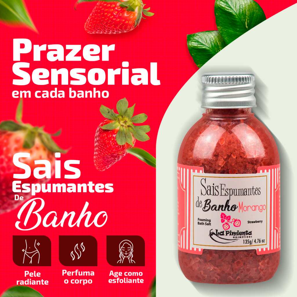 Sais de Banho Espumado Relaxante para Banheira e Hidromassagem Com Aroma de Morango | Shopee Brasil
