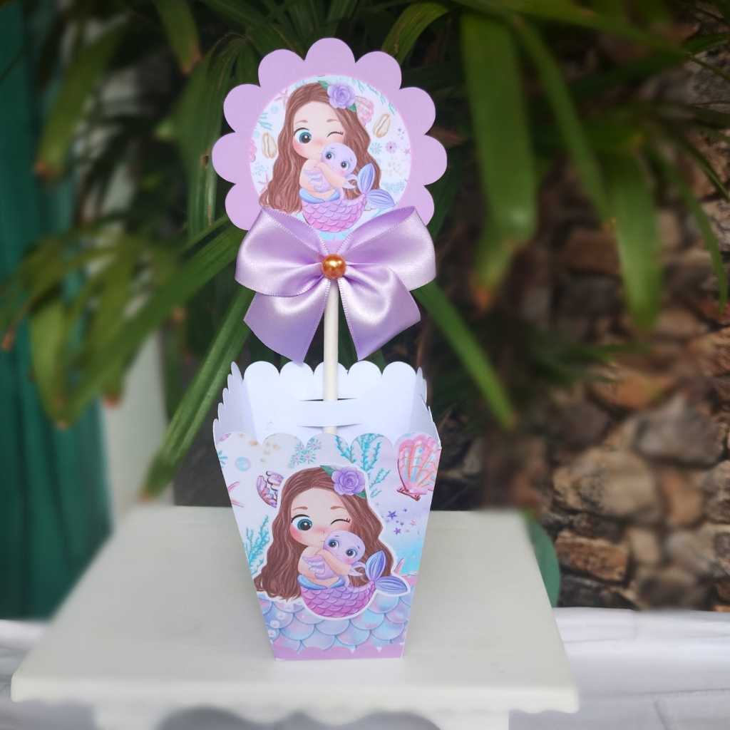 Cachepot Sereia boneca lilas cute Centro de Mesa - Festas Infantis e ...