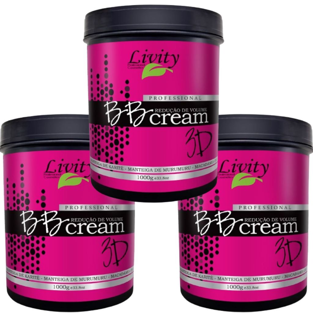 Kit 3 Escova Progressiva BB Cream 3D Capilar BTX Livity 1Kg | Shopee Brasil