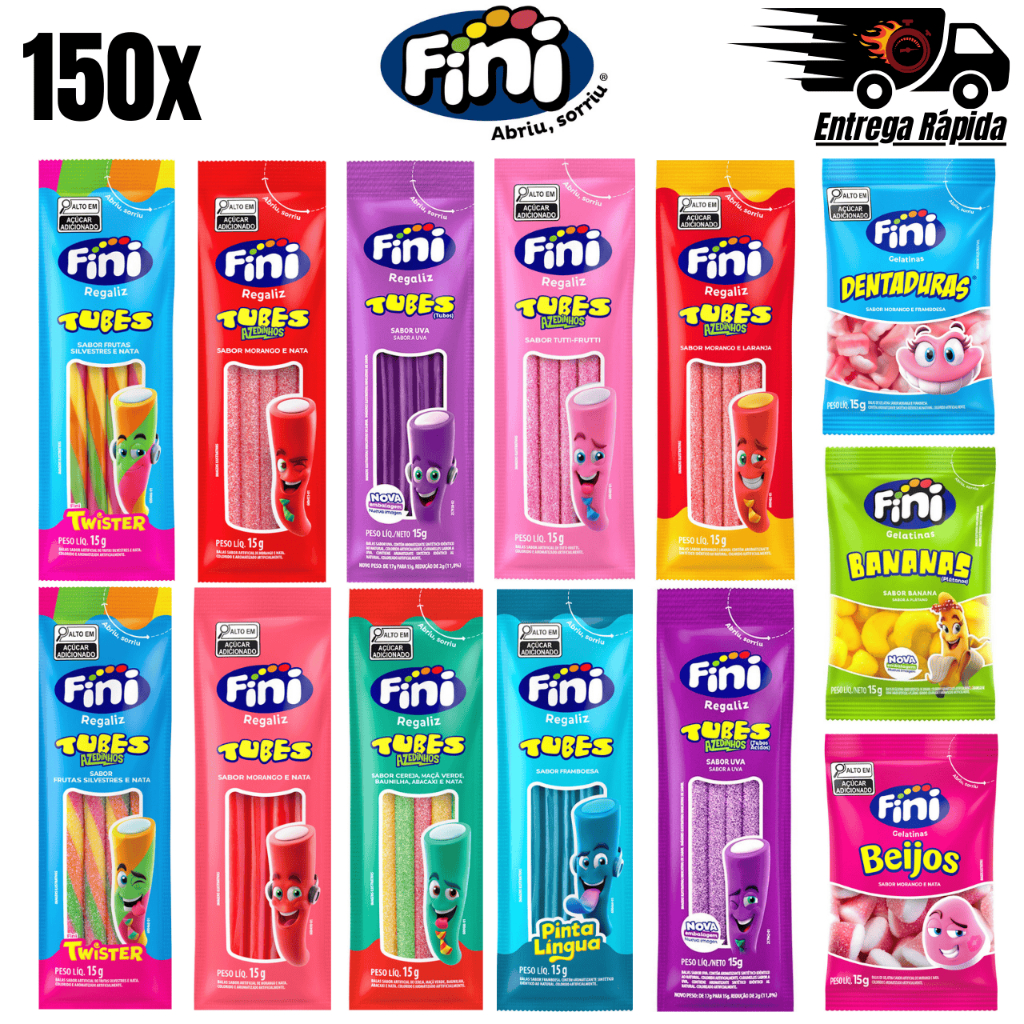 Kit 40/60/80/100/120/150/180 Unidades Bala De Gelatina Fini 15g ...