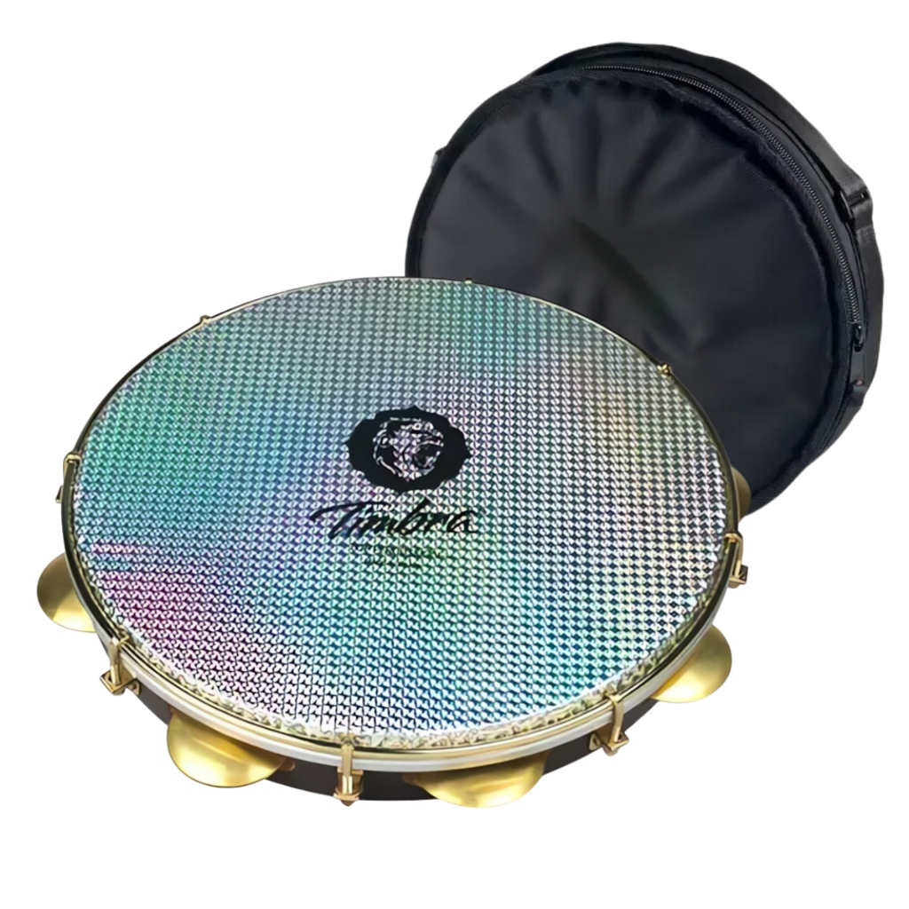 PANDEIRO PROFISSIONAL TIMBRA 12 POLEGADAS FORMICA CHOCOLATE C/ARO NIQUELADO PELE PRISMATICA C ...