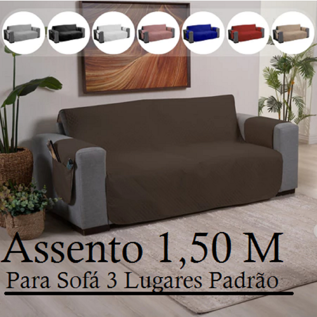 Capa Para Sofa 3 Lugares Protetor Sofá Com Porta Objetos Capa Protetora ...