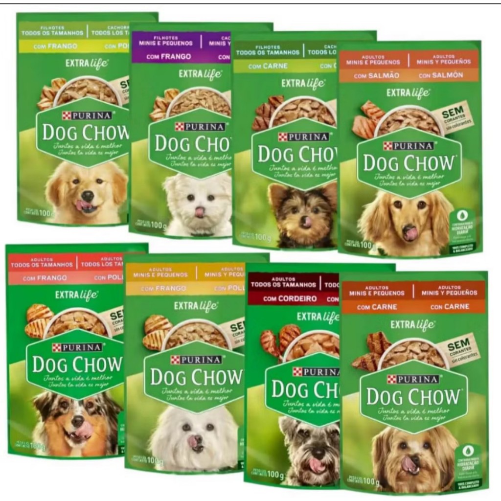 Kit 15 unidades Sachê Dog Chow Alimento Úmido Cachorros 100g cada ...