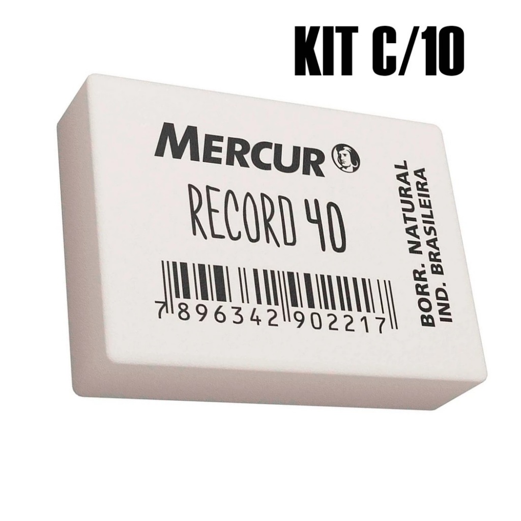 Borracha Escolar Apagar Branca N°40 Record Mercur Kit C/10 | Shopee Brasil