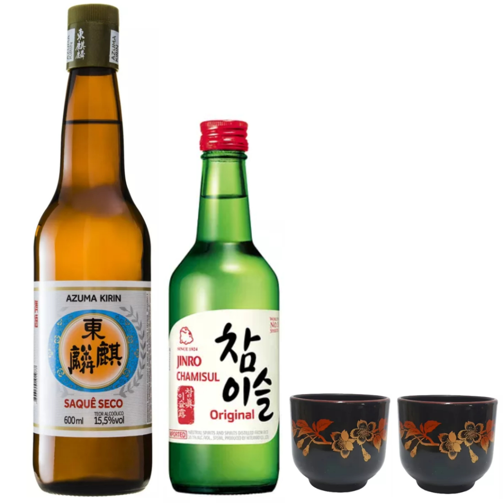 Bebida Alcoólica Soju Coreano + Sake Japonês + 02 copo Guinomi | Shopee ...