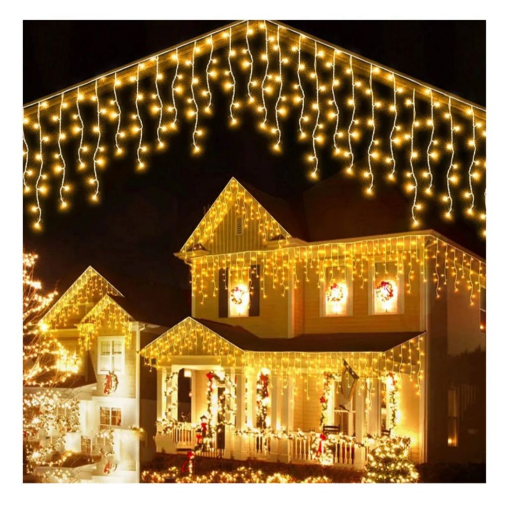 Cascata 400 Leds 10m Pisca Natal Prova D'agua 220v Branco Quente ...