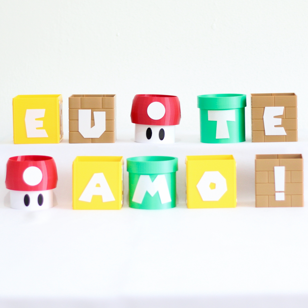Kit Super Mario Bros Vaso Cachepo Eu Te Amo Namorados Amor | Shopee Brasil