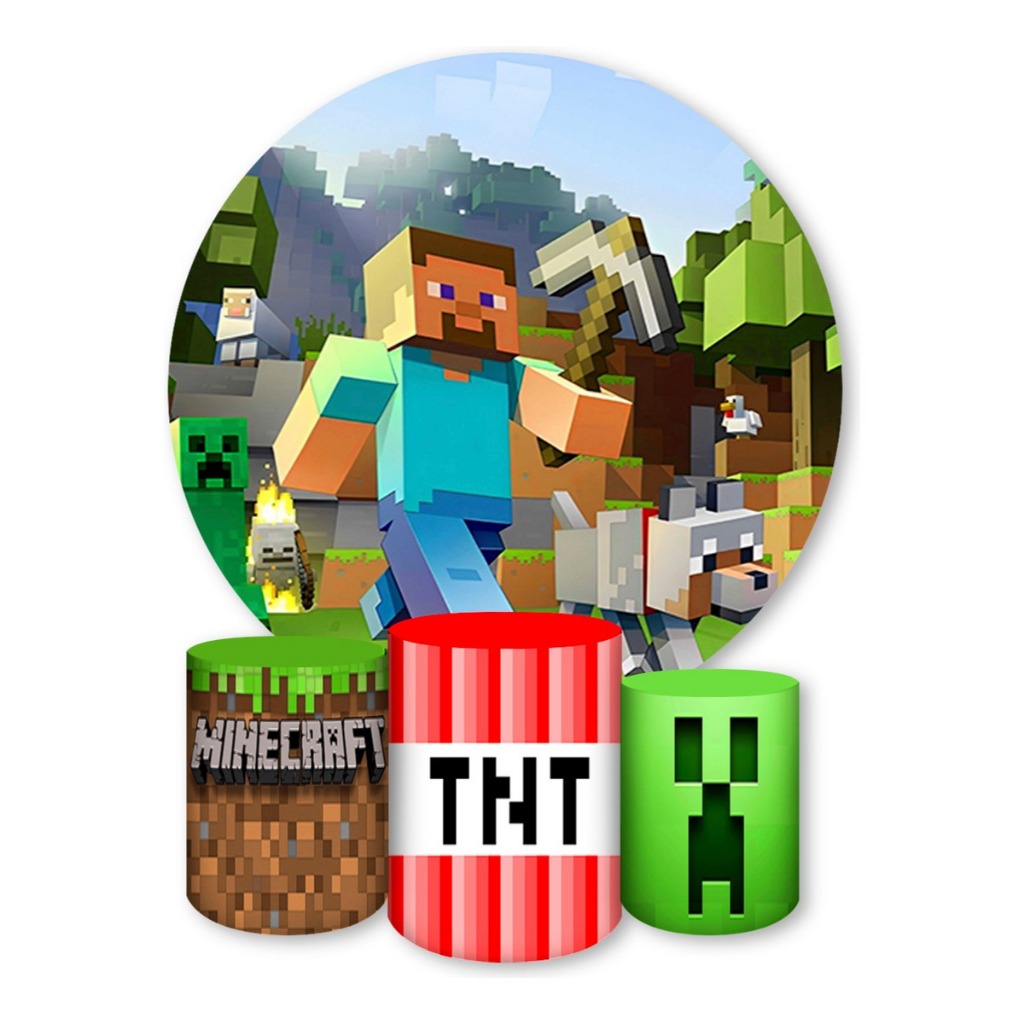 Painel Redondo E Capas De Cilindro Sublimados Minecraft | Shopee Brasil