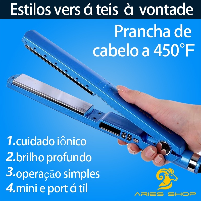 Chapinha prancha AZUL de cabelo 450F Azul bivolt 110/220V | Shopee Brasil